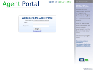 Access agent.workingsolutions.com. Agent Portal Login - Working Solutions