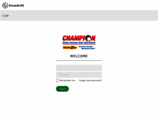 Access championu.exceedlms.com. Login or Register : Champion Window