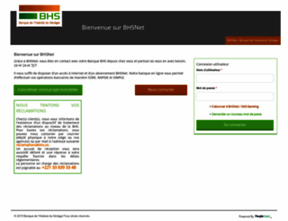 Access ebanking.bhs.sn. BHSNet
