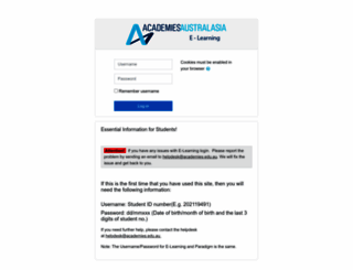 Access elearning.academies.edu.au. E-Learning: Log in to the site