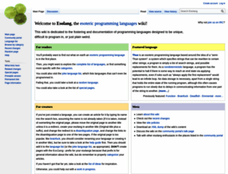 Access esolangs.org. Esolang, the esoteric programming languages wiki
