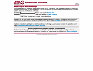 Access magnet.cobbk12.org. Magnet Program Applications Login - mag104w