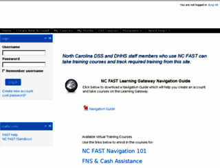 Access ncfasttraining.nc.gov. NC FAST Learning Gateway