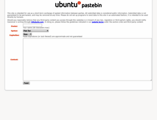 Access paste.ubuntu.com. Ubuntu Pastebin
