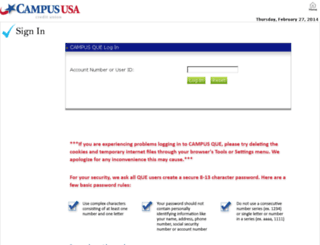 Access que.campuscu.com. Campus USA Credit Union of Gainesville, Florida