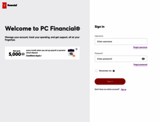 Access secure.pcfinancial.ca. Login