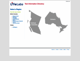 Access tests.lifelabs.com. LifeLabs - Test Information Directory - Homepage
