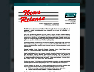 Access wasa.gov.tt. Water and Sewerage Authority Trinidad and Tobago ...