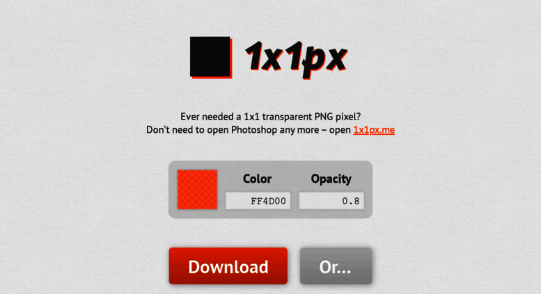Access 1x1px.me. Ever needed a transparent 1x1 PNG pixel? Grab one here!