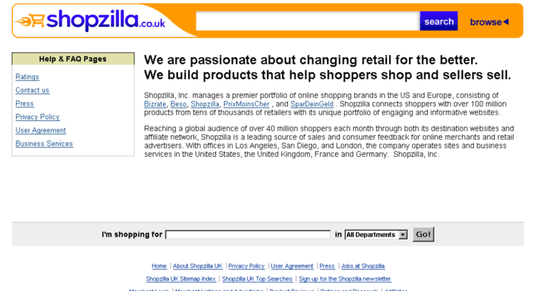 Access about.shopzilla.co.uk. About Shopzilla UK - Comparison Shopping in the United Kingdom