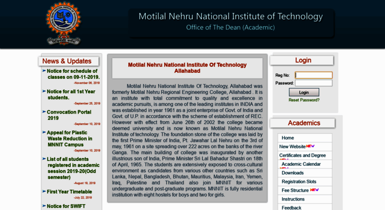 Access academics.mnnit.ac.in. Dean Academic | MNNIT Allahabad