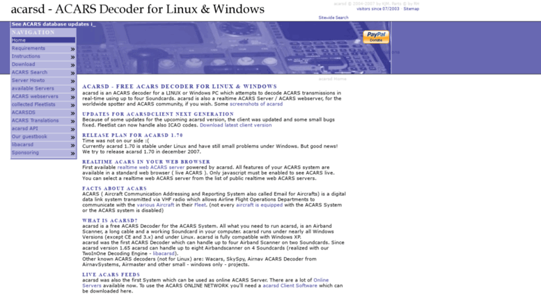 Access acarsd.org. ACARS - Free ACARS decoder for Linux & Windows - acarsd