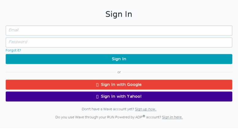 Access accounting.waveapps.com. Wave • Sign In