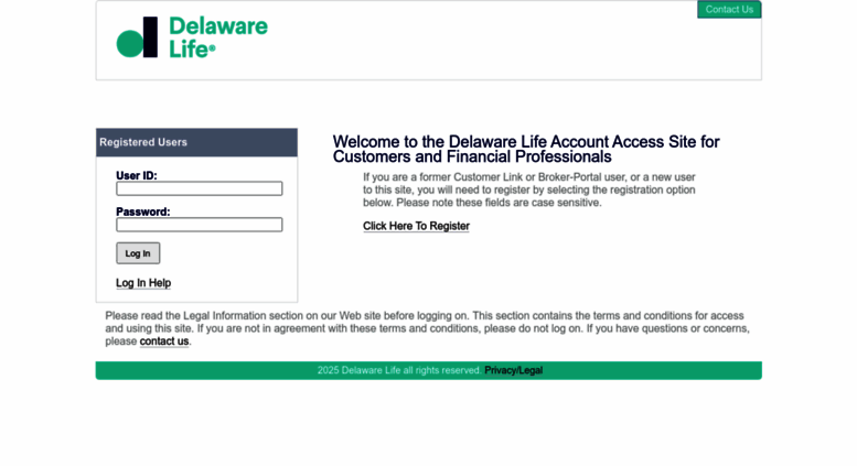 Access accounts.delawarelife.com. Delaware Life