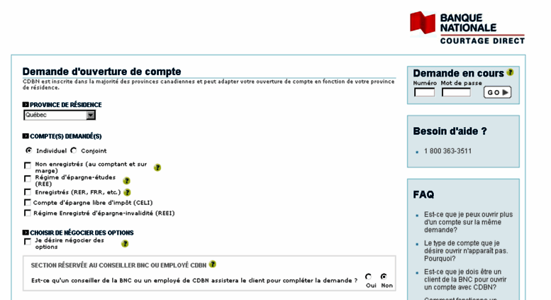 Access action.cdbn.ca. BNCD - Demande d'ouverture de compte - Banque Nationale Courtage direct