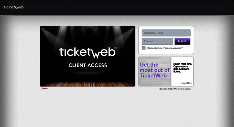 Access admin.ticketweb.com. Login | TicketWeb Admin