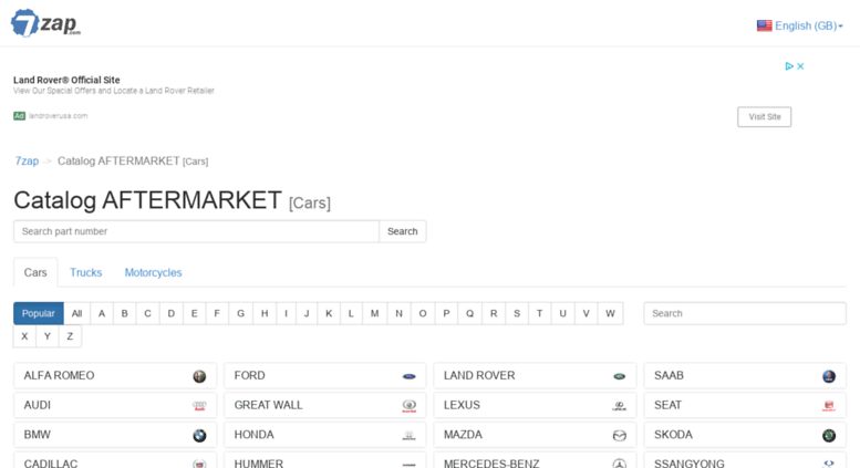Access aftermarket.7zap.com. parts catalog AFTERMARKET [Cars], original ...