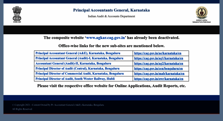 Access agkar.cag.gov.in. Principal Accountant General(A & E) Karnataka