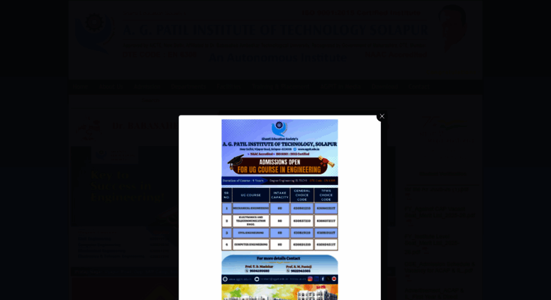 Access agpit.edu.in. A. G. Patil Institute of Technology, Solapur ...