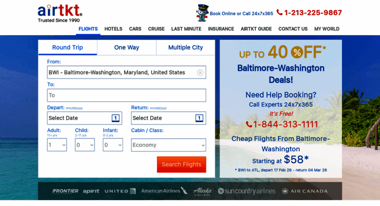 Access airtkt.com. AirTkt: Cheap Flights, Airline Tickets and Airfare