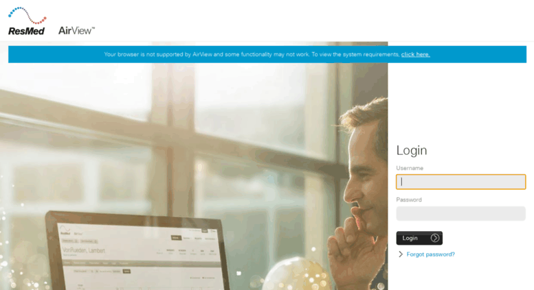 Access airview.resmed.com. Login