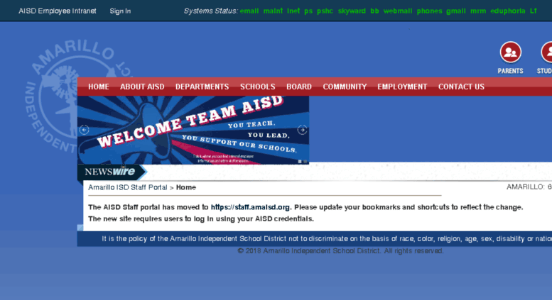 Access aisd-web.amaisd.org. Amarillo ISD Staff Portal :: Home