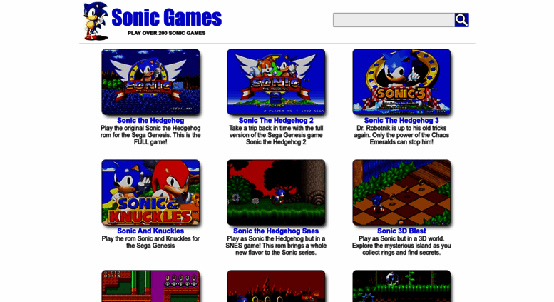 Access allsonicgames.net. SONIC GAMES > Play online Sonic the Hedgehog ...