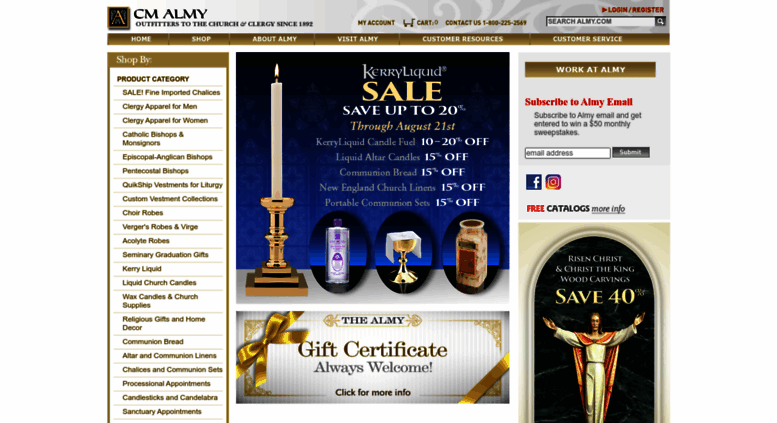 Access almy.com. CM Almy – Church Supplies, Catholic Vestments and ...