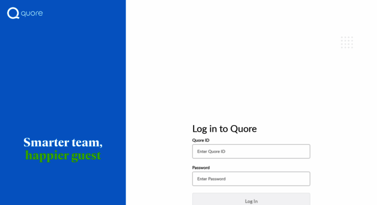 Access app.quore.com. Login | Quore