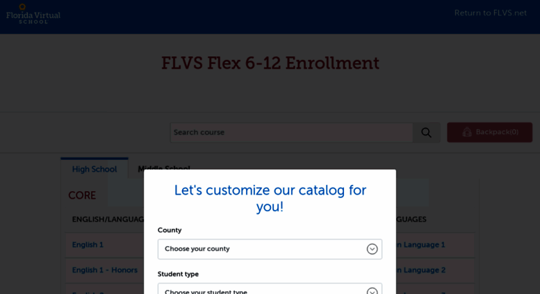 Access ar.flvs.net. FLVS Admissions and Registration | Course List
