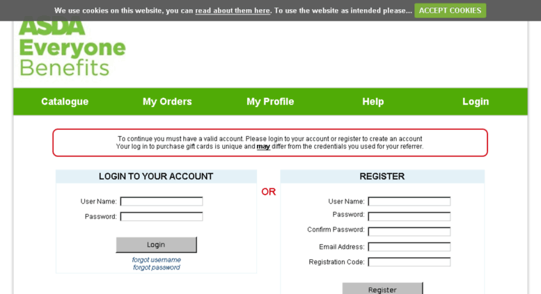 Access asdabenefits.svmeurope.co.uk. ASDA Benefits > Login