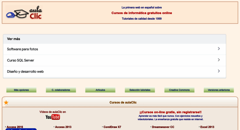 Access aulaclic.es. aulaClic. Cursos de Informática gratis y de calidad ...