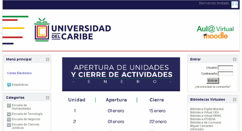 Access aulavirtual.unicaribe.edu.do. Unicaribe Virtual Moodle