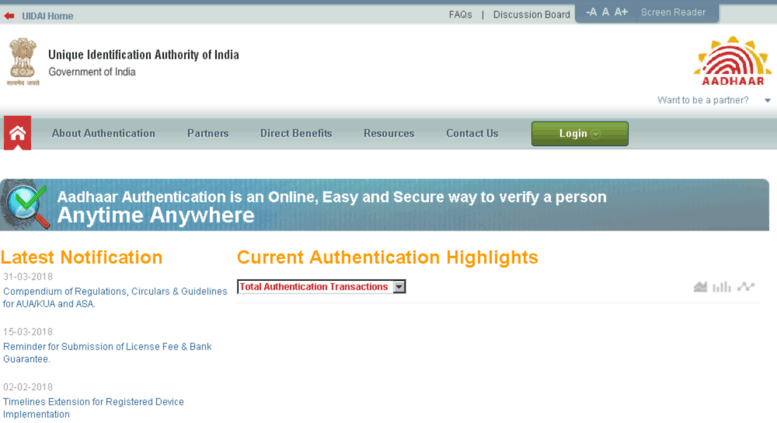 Access authportal.uidai.gov.in. UIDAI Home