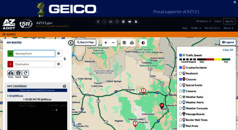 Access az511.com. AZ 511