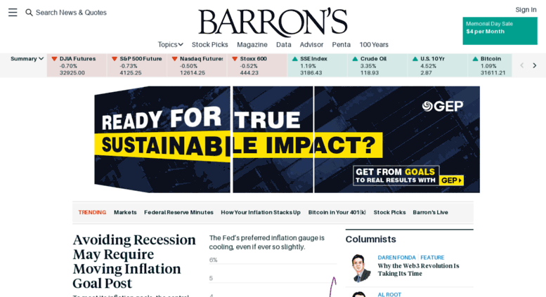 Access barroms.com. Barron's | Financial and Investment News