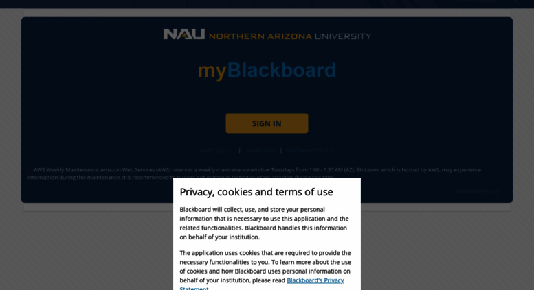 Access bblearn.nau.edu. Blackboard Learn