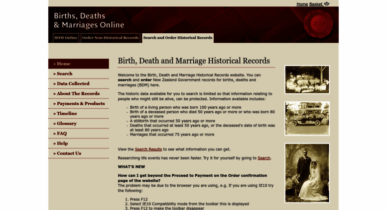 Access bdmhistoricalrecords.dia.govt.nz. Birth, Death and Marriage ...