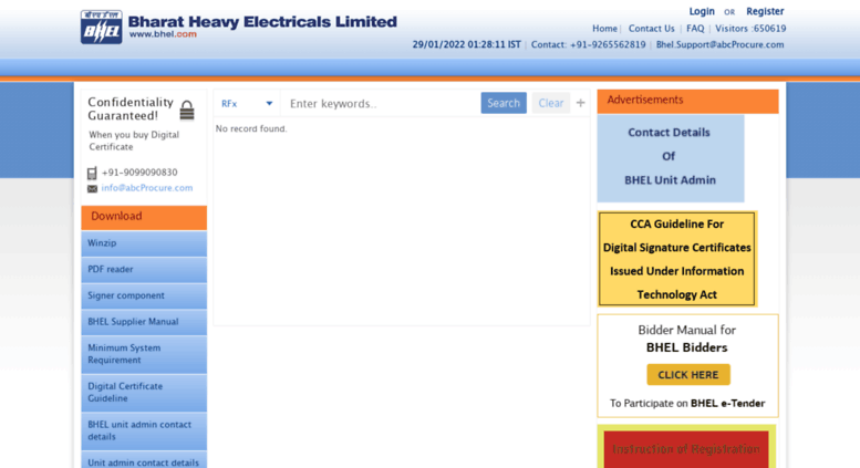 Access bhel.abcprocure.com.