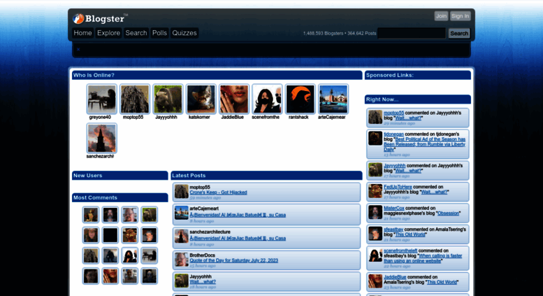 Access blogster.com. Blogging Community - Blogster