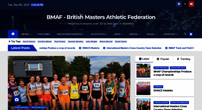 Access bmaf.org.uk. Homepage - BMAF - British Masters Athletic Federation
