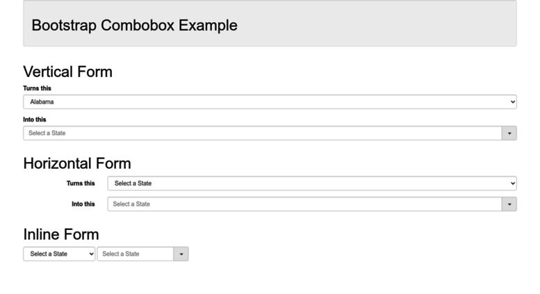 Access Bootstrap Combobox Bootstrap Combobox Example