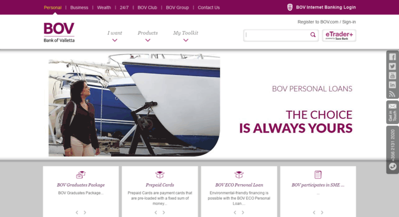 Access bov.com. Personal - Bank of Valletta - BOV Group