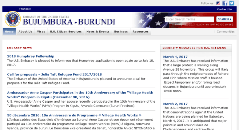 Access burundi.usembassy.gov. Home | Bujumbura, Burundi - Embassy of ...