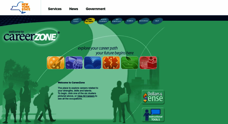 Access careerzone.ny.gov. CareerZone Index