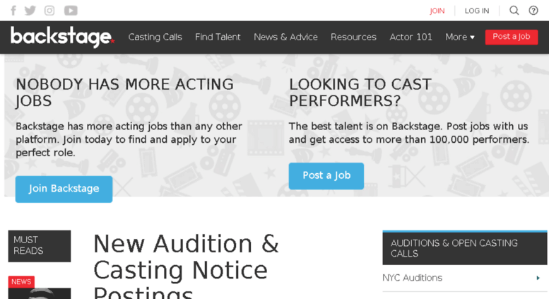 Access casting.backstage.com. Backstage | Auditions & Casting Calls ...