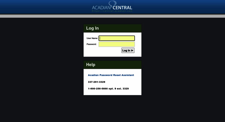 Access central.acadian.com. Log In