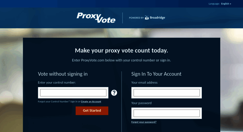 Access central.proxyvote.com. ProxyVote – Sign In