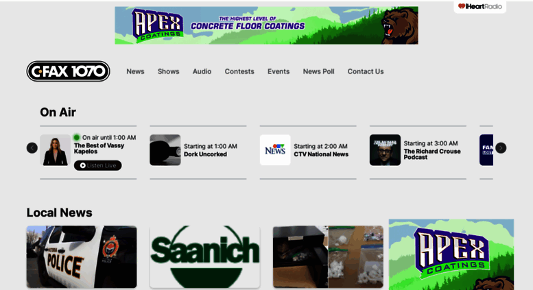 Access cfax1070.com. CFAX 1070 | Victoria’s news and information station