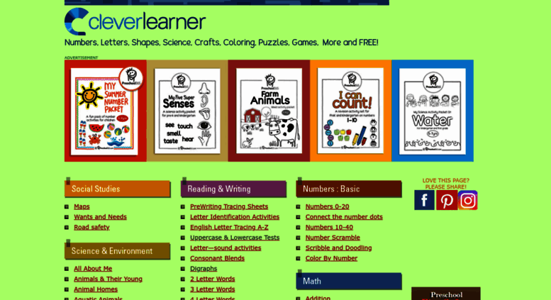 Access cleverlearner.com. Free quality printable preschool worksheets ...